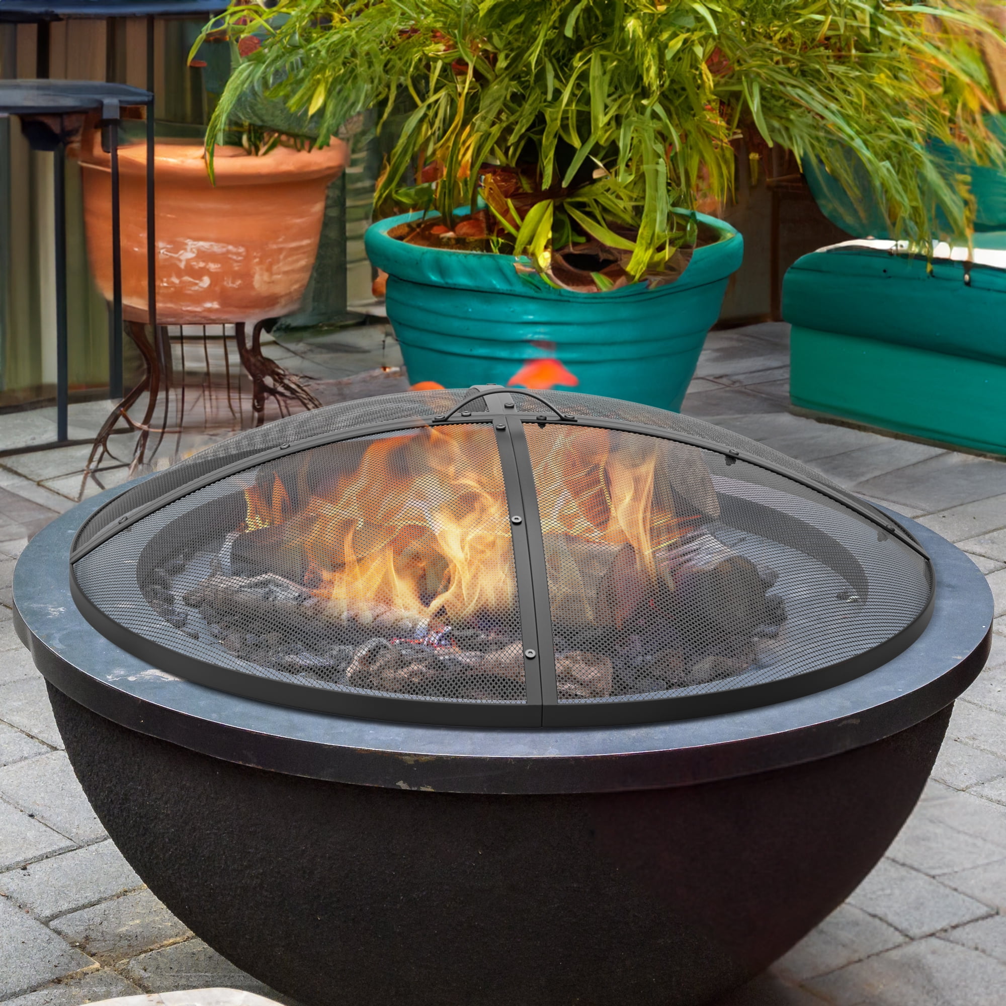 Dextrus Robust Spark Screen for Fire Pits with Handle and Poker ...