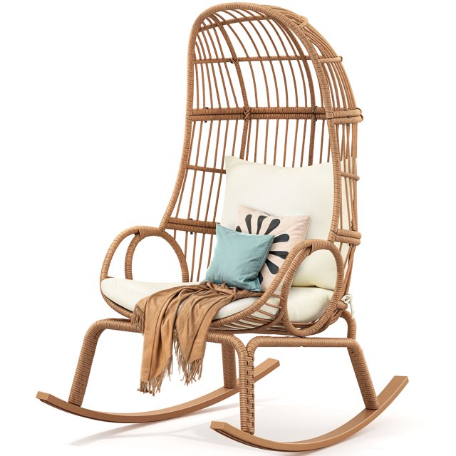 Dextrus Rocking Egg Chair, Wicker Outdoor Patio Lounge Chair, 440lb ...