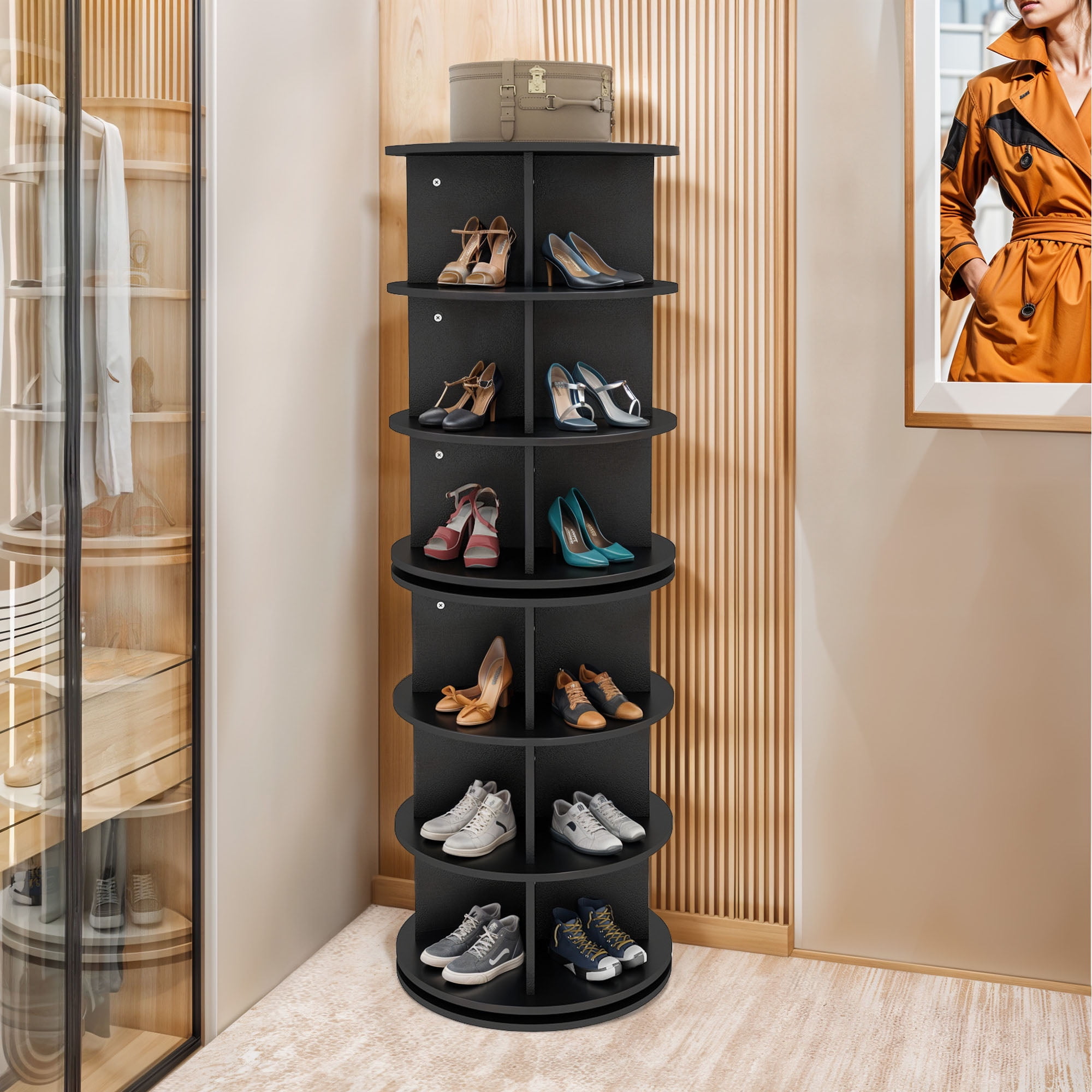 Dextrus Rotating Shoe Rack, 6-tier Spinning Shoe Rack Tower, 360 ...