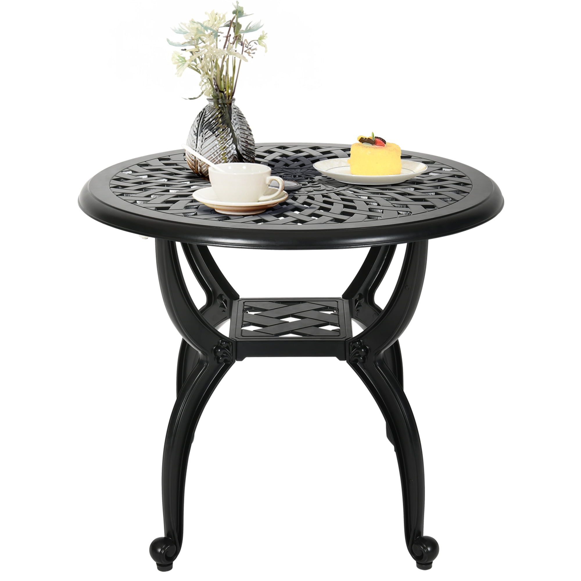 Dextrus Round Patio Bistro Table Cast Aluminum Adjustable Foot Pads ...