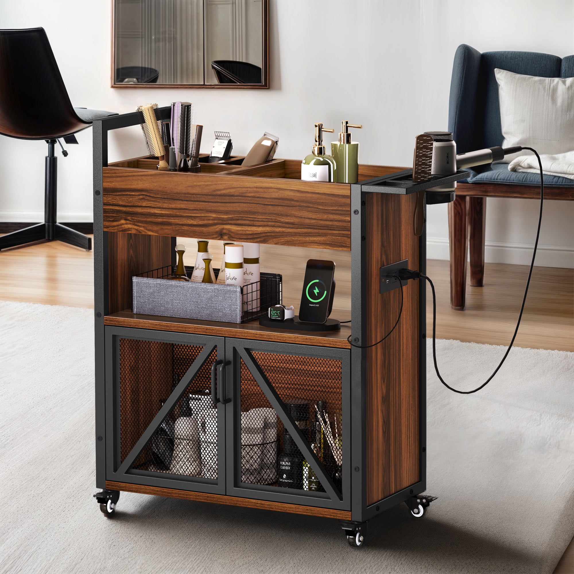 Dextrus Salon Stations Cart with Wheels for Barber Hair Beauty, Salon ...