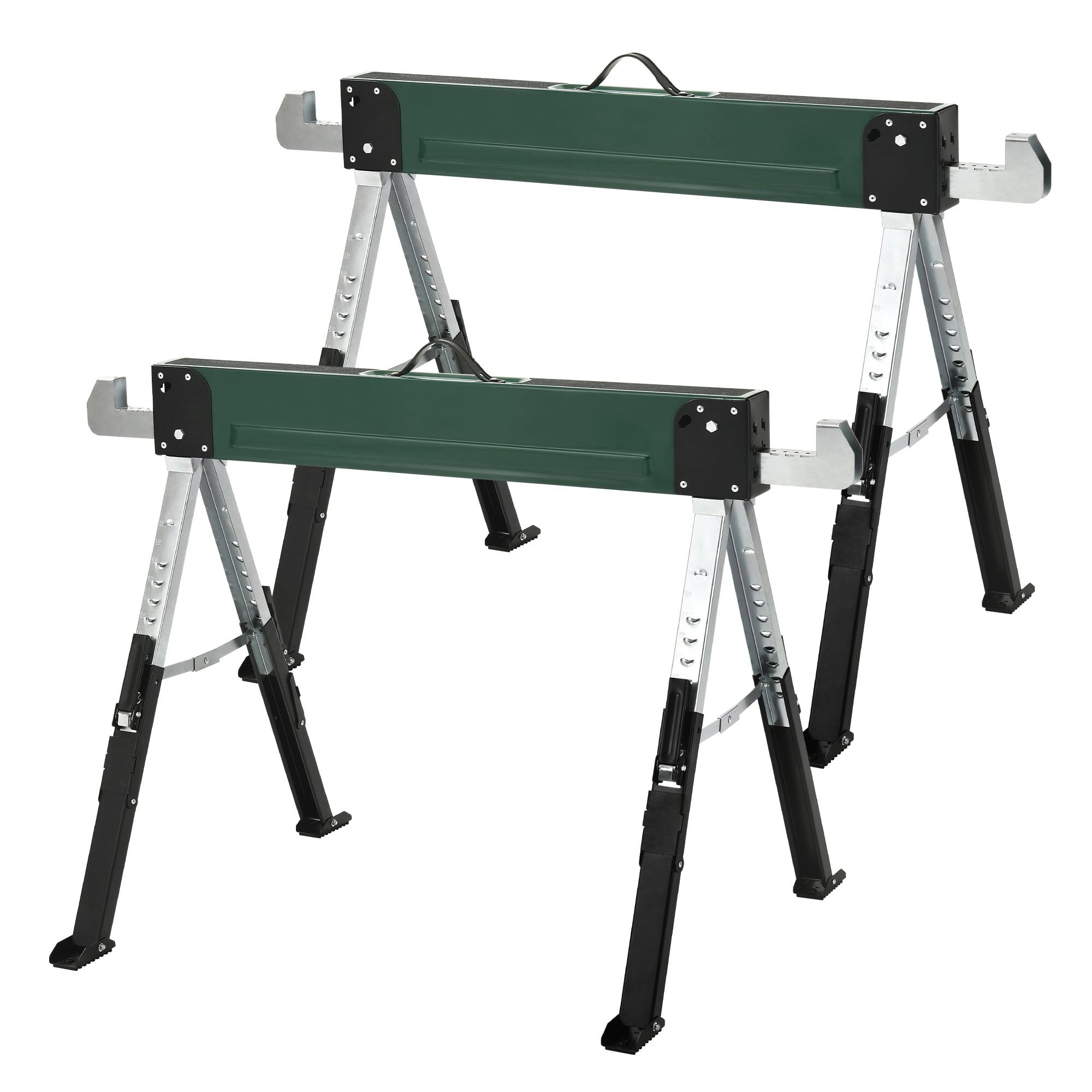 DEXTRUS Steel Saw Horses 2 pack 4 x 4 with 8 Speed Adjustable Legs ...