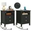 LAZZO Modern Nightstand Pair, 3 Drawer Bedroom Night Stands with USB ...