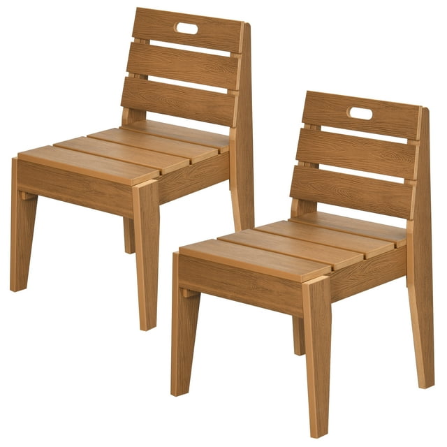 Dextrus Set of 2 Patio Outdoor Wood Chair Dining Inclined Backrest ...
