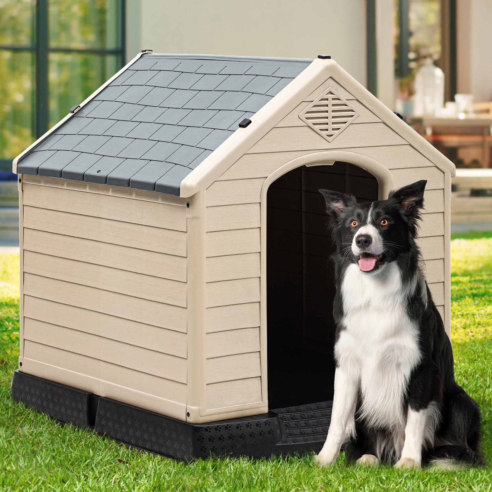 Dextrus XL Large Weatherproof Outdoor Dog House for Medium Dogs, Easy ...