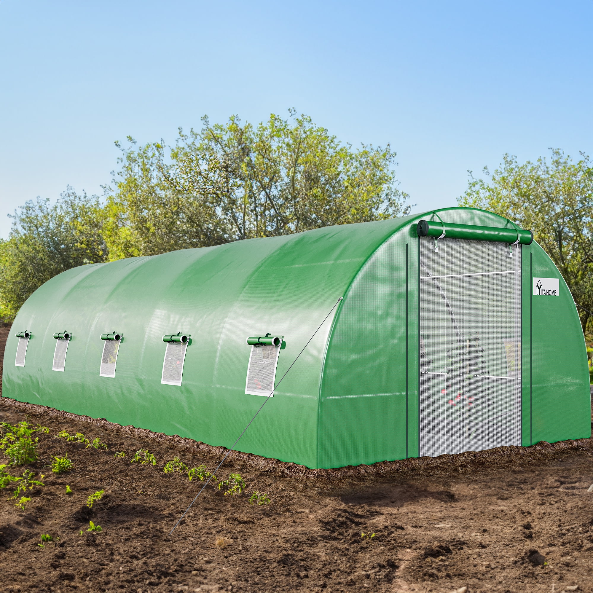 Dextrus Spacious Walk-in Tunnel Greenhouse for Outdoor Plant Gardening ...