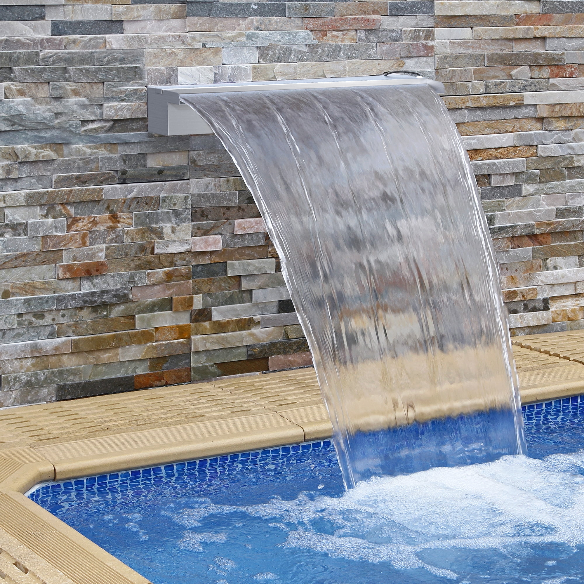 Dextrus Stainless Steel 60" Pool Fountain with 7 Colors LED Light ...