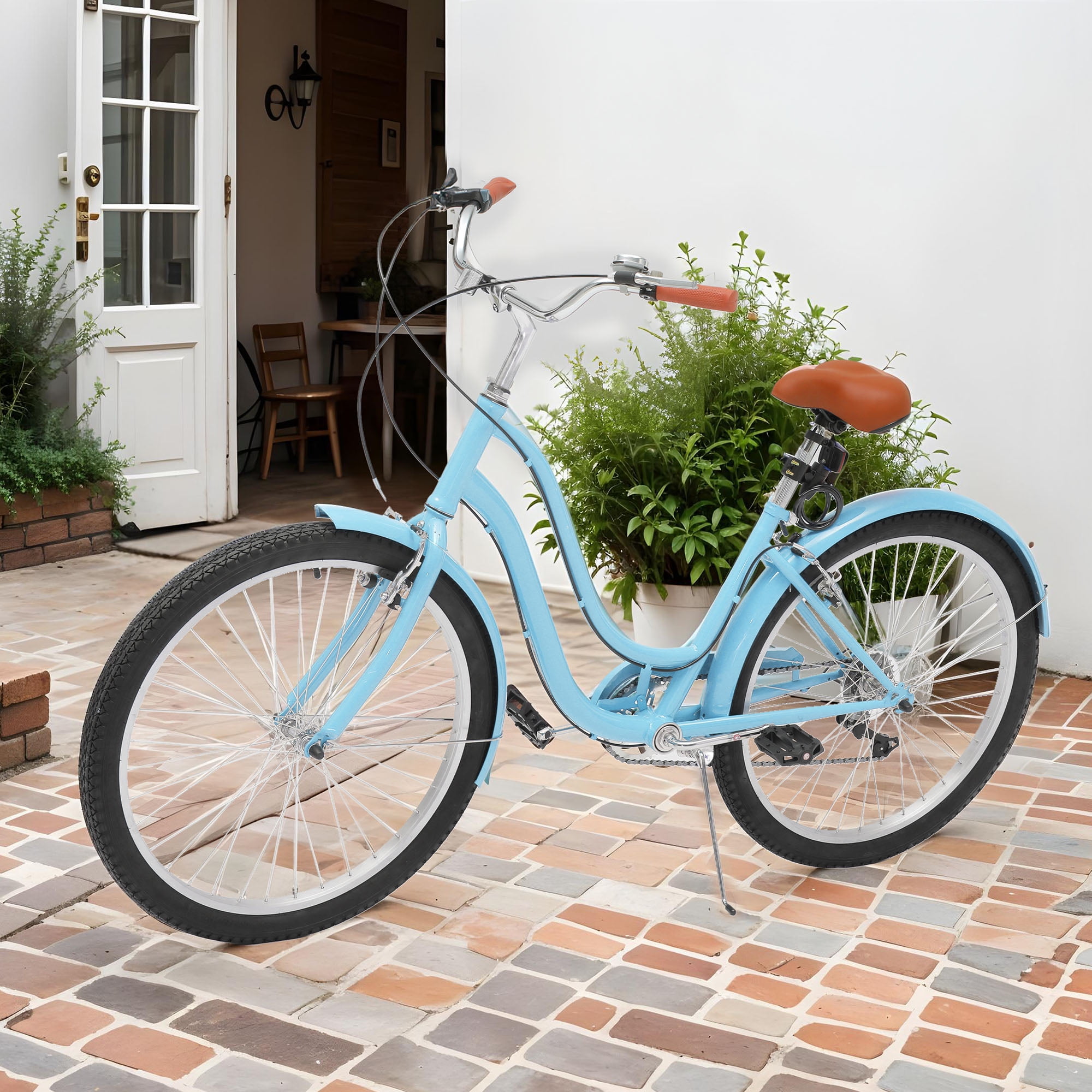 Dextrus Steel Frame Cruiser Bike, 26in Step-Through Bicycle for Adults ...