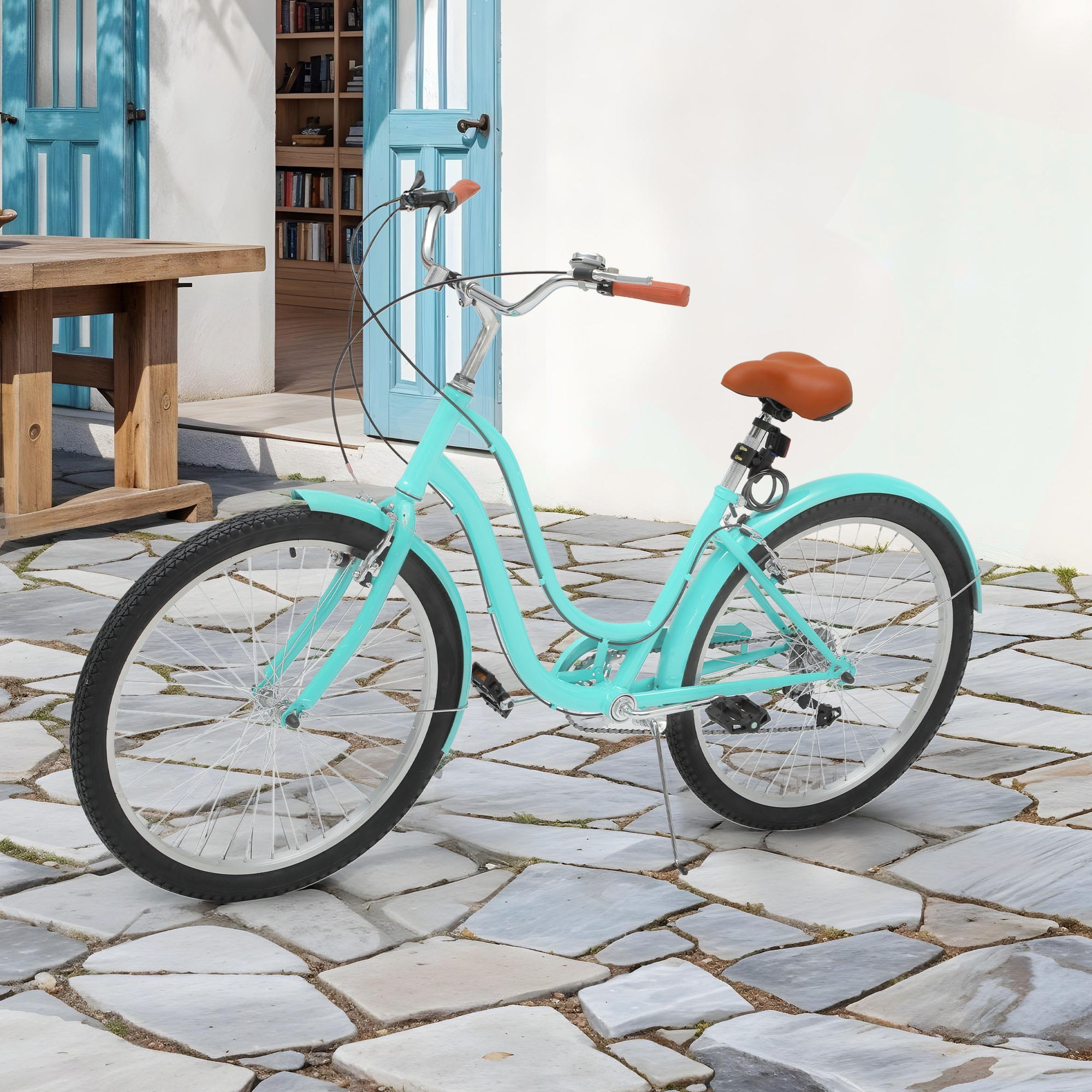 Dextrus Steel Frame Cruiser Bike, 26in Step-Through Bicycle for Adults ...