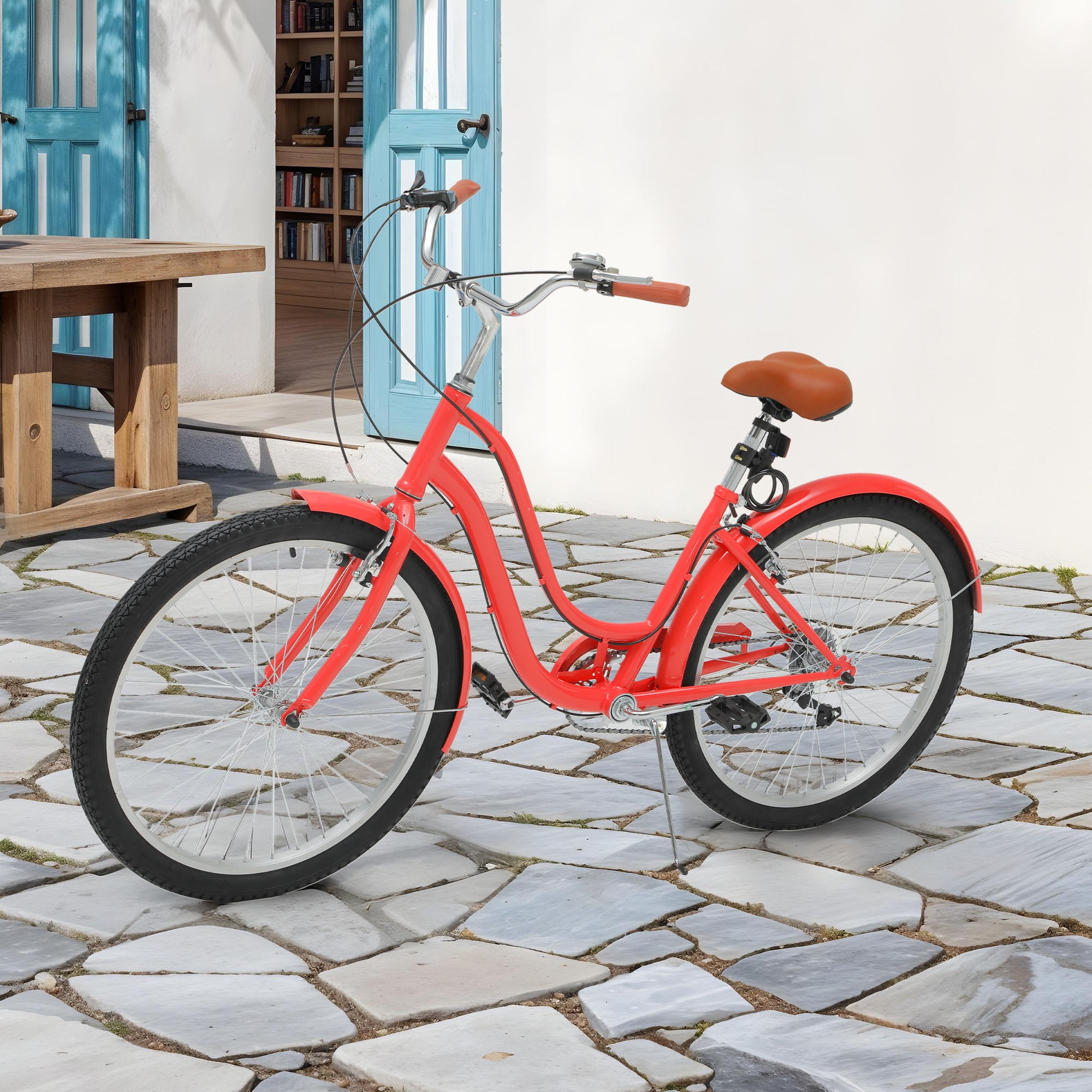 Dextrus Steel Frame Cruiser Bike, 26in Step-Through Bicycle for Adults ...