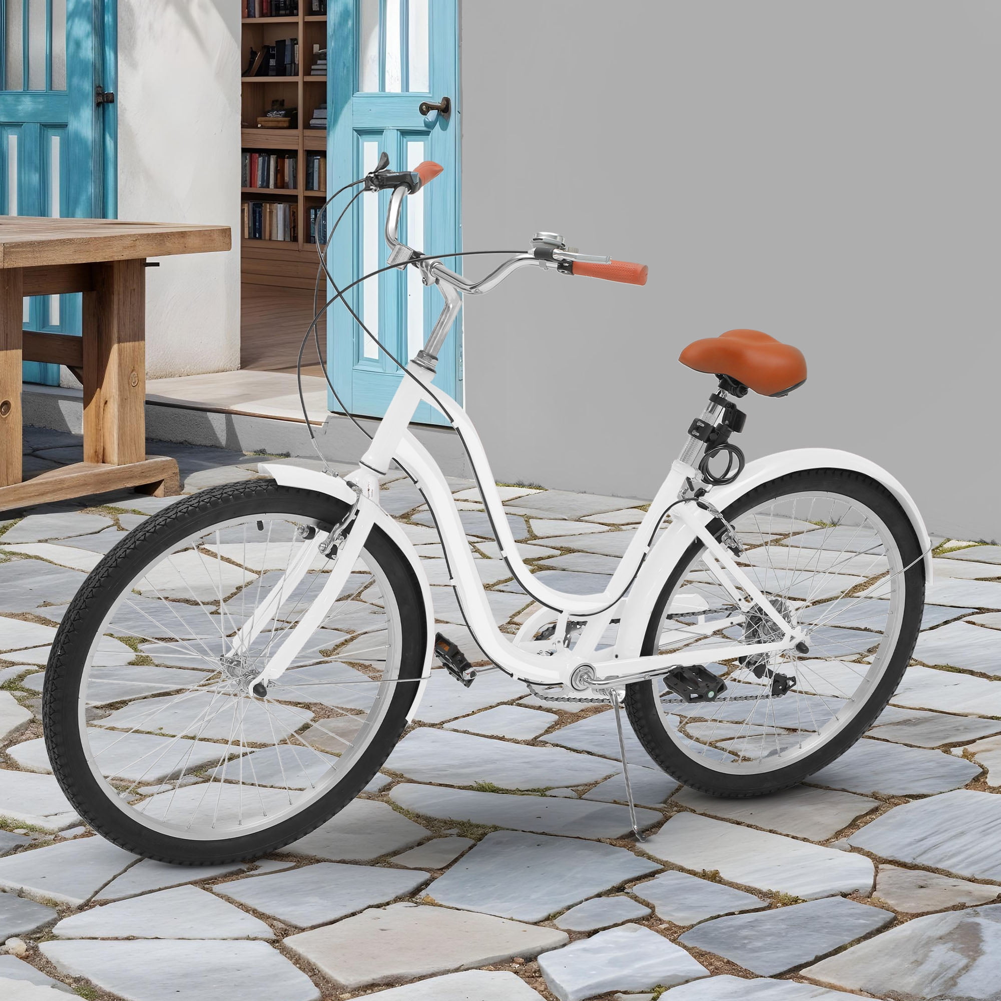 Dextrus Steel Frame Cruiser Bike, 26in Step-Through Bicycle for Adults ...
