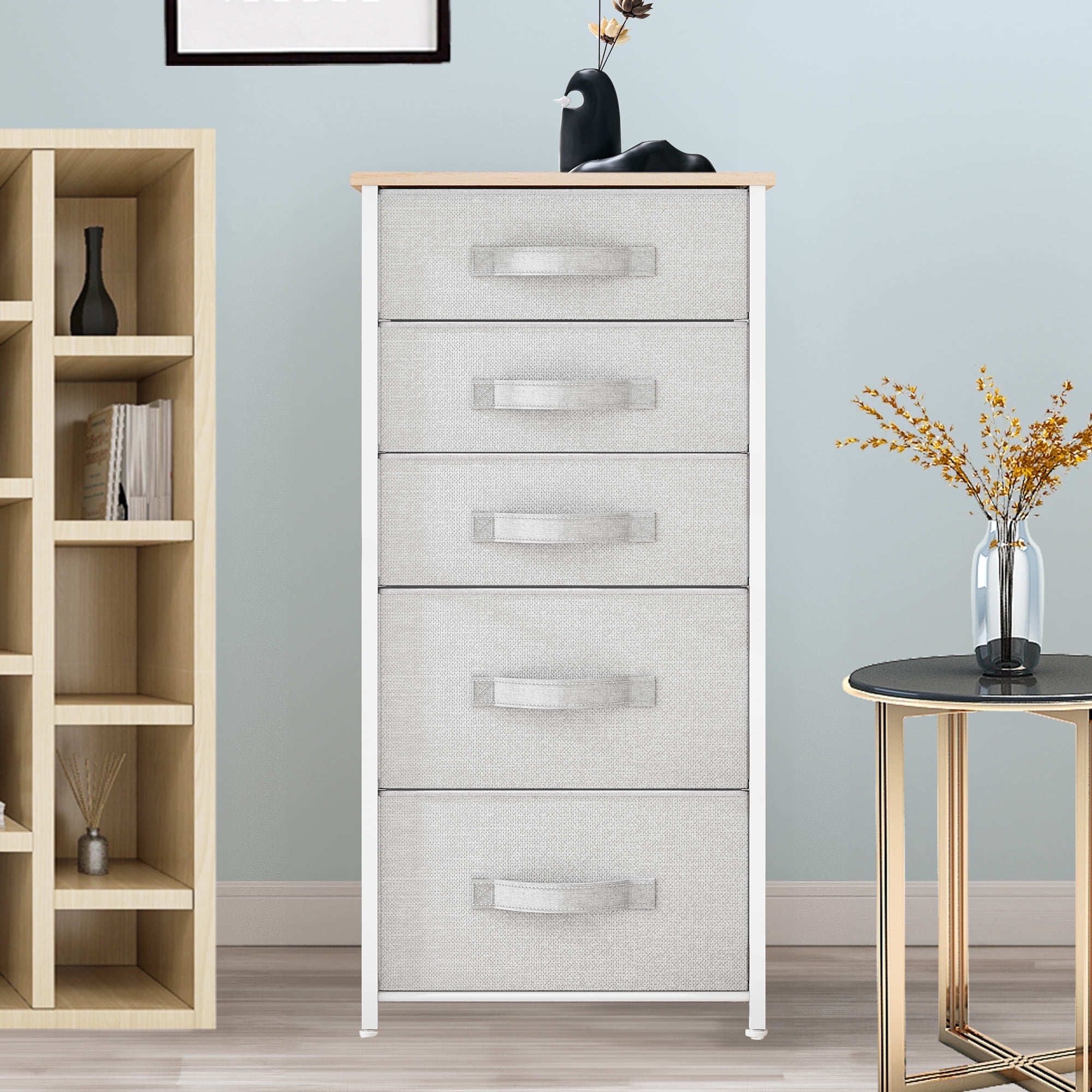Dextrus Bedroom Clothes Chest: 5-Drawer Fabric Dresser Storage Tower ...
