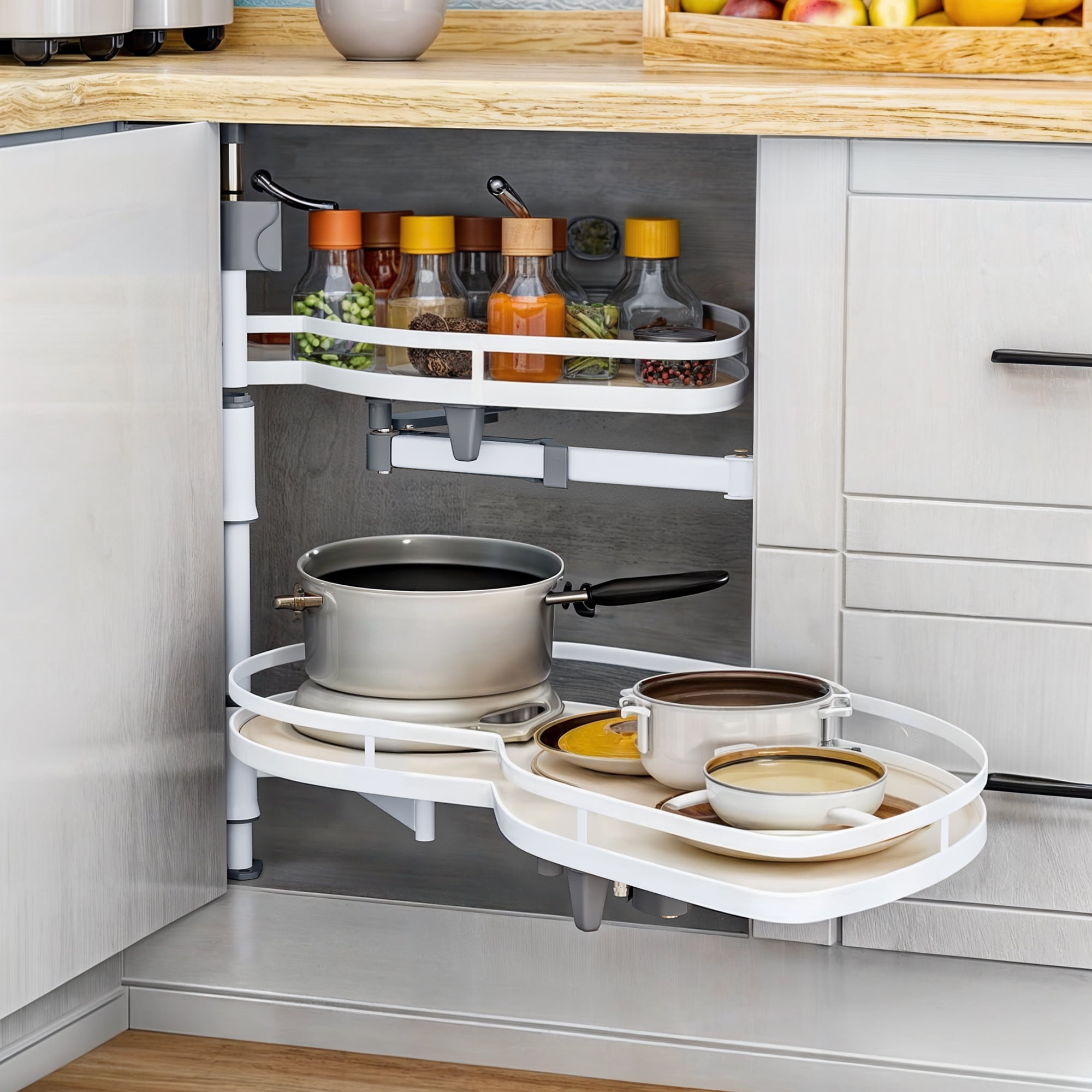 Dextrus Swing Out Double Layer Kitchen Cabinet Organizer, Fit for Blind ...