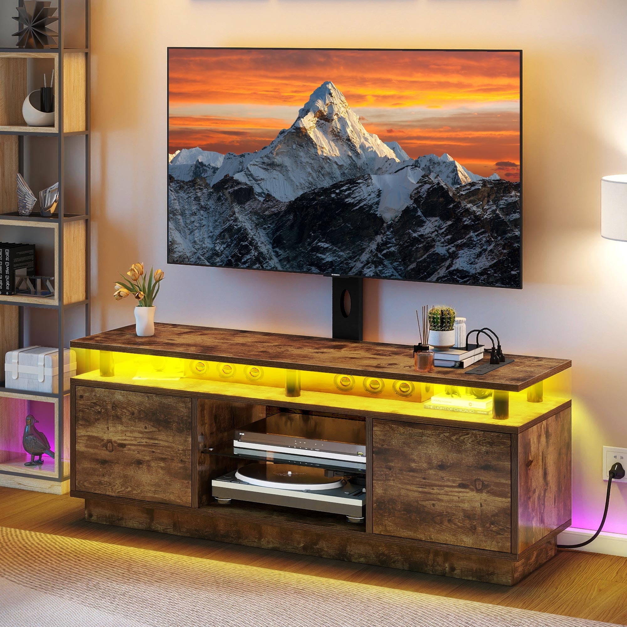 Dextrus TV Stand with Mount & Power Outlet, LED TV Mount for 60/65/70 ...