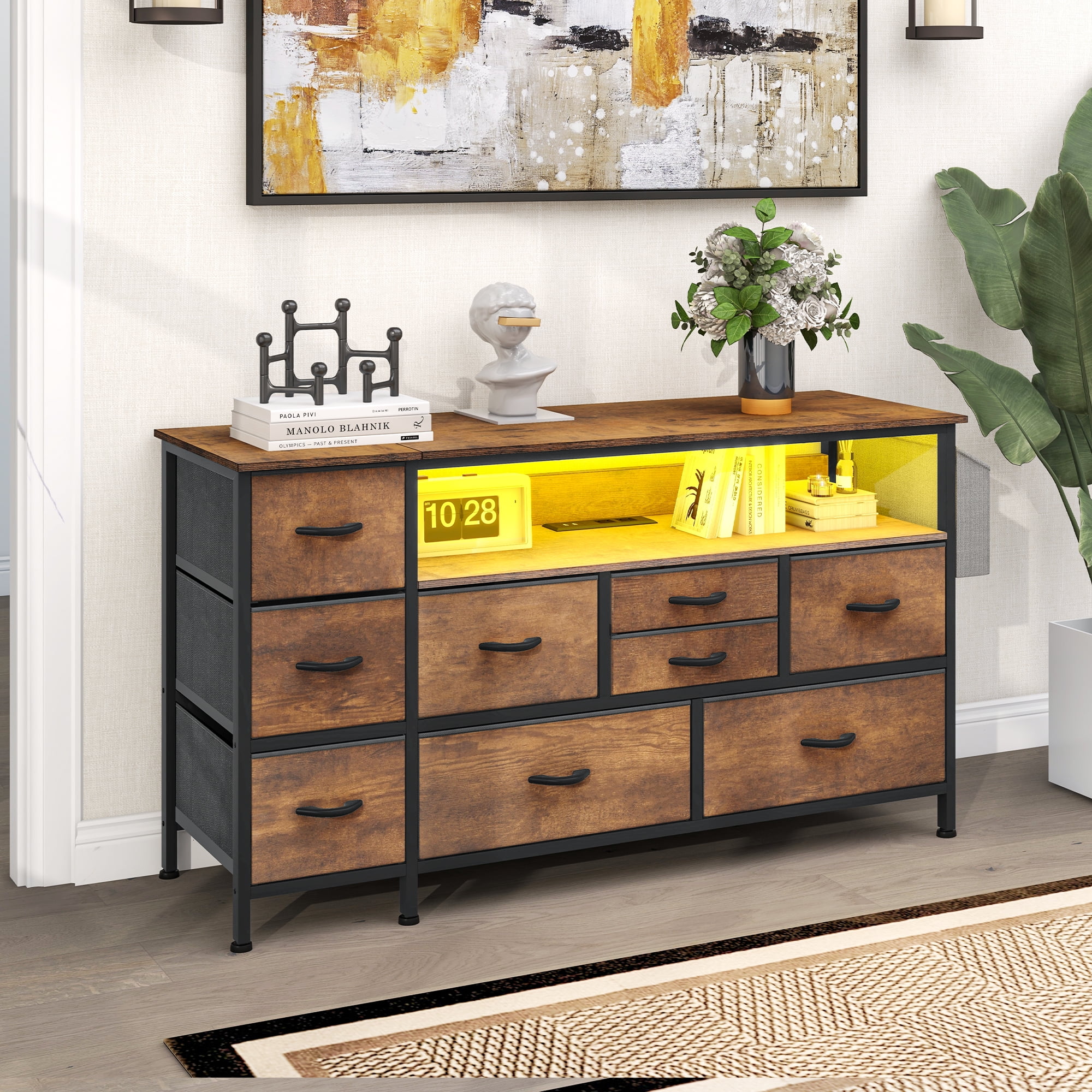 Dextrus TV Stands for 55 inch TV 9 Drawer Dresser with Shelves Dressers ...