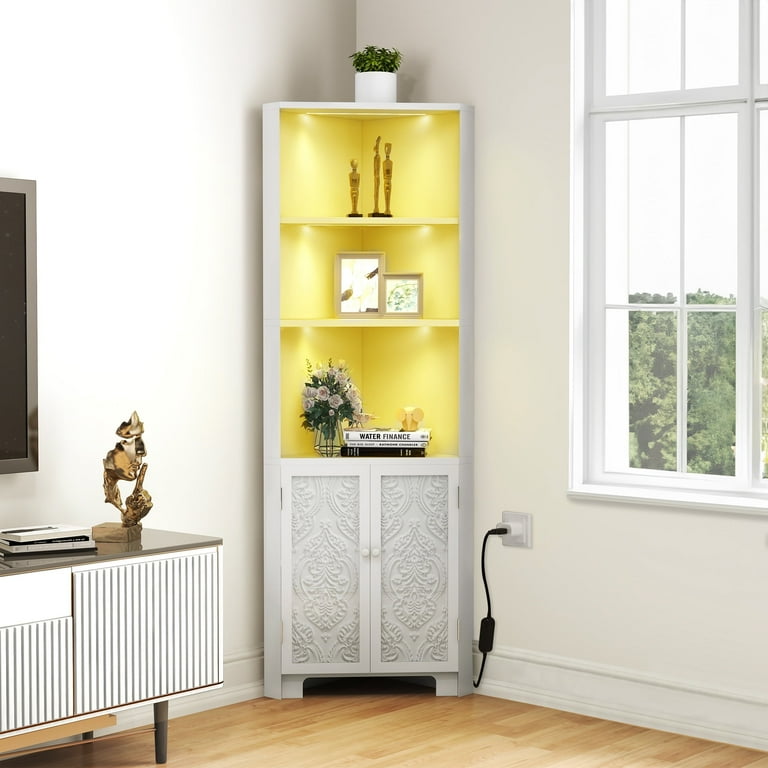 Free Standing Corner Cabinet Floor Corner Cabinet With 2 Doors And