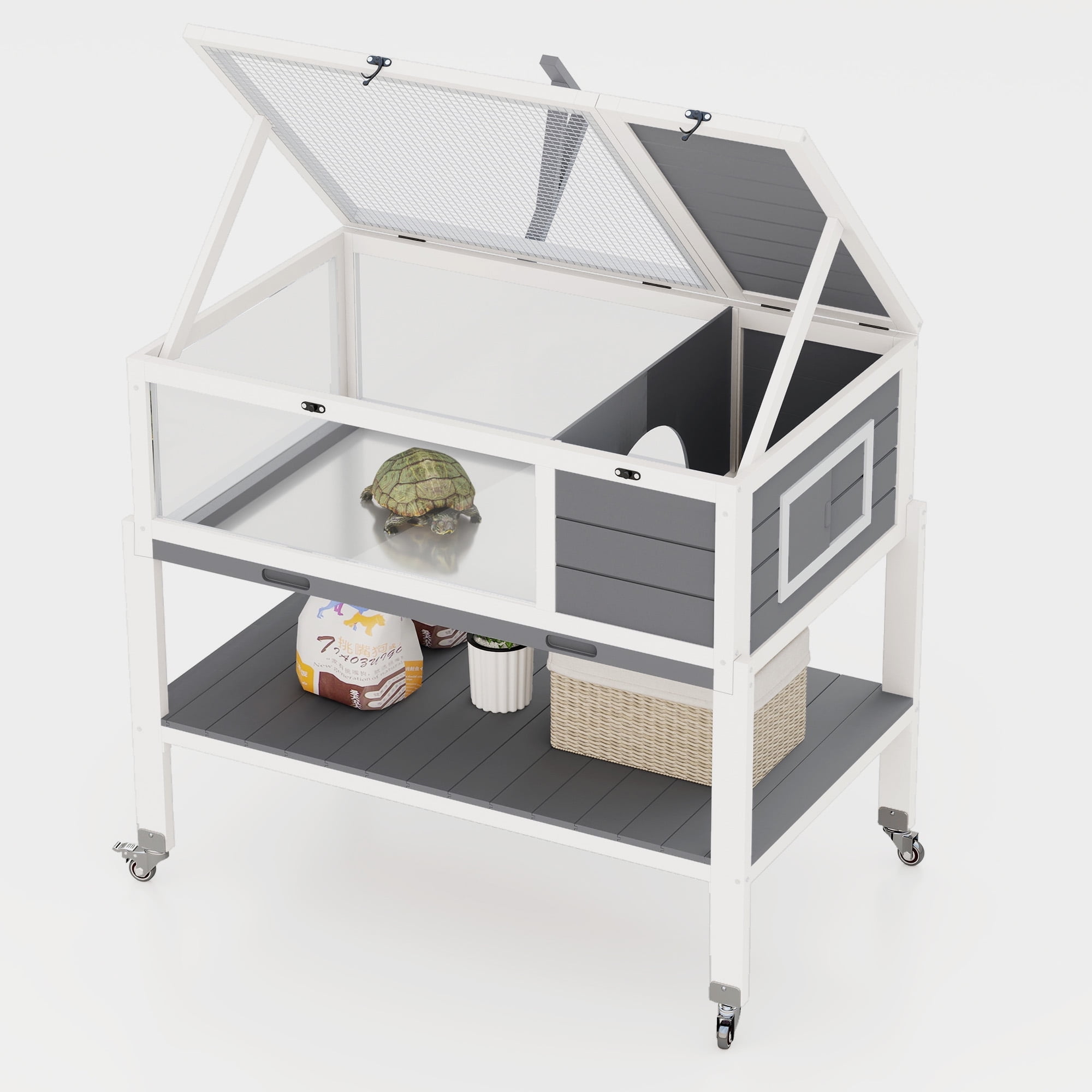 Dextrus Tortoise Habitat Reptile Cage with Legs and Wheels, Large ...