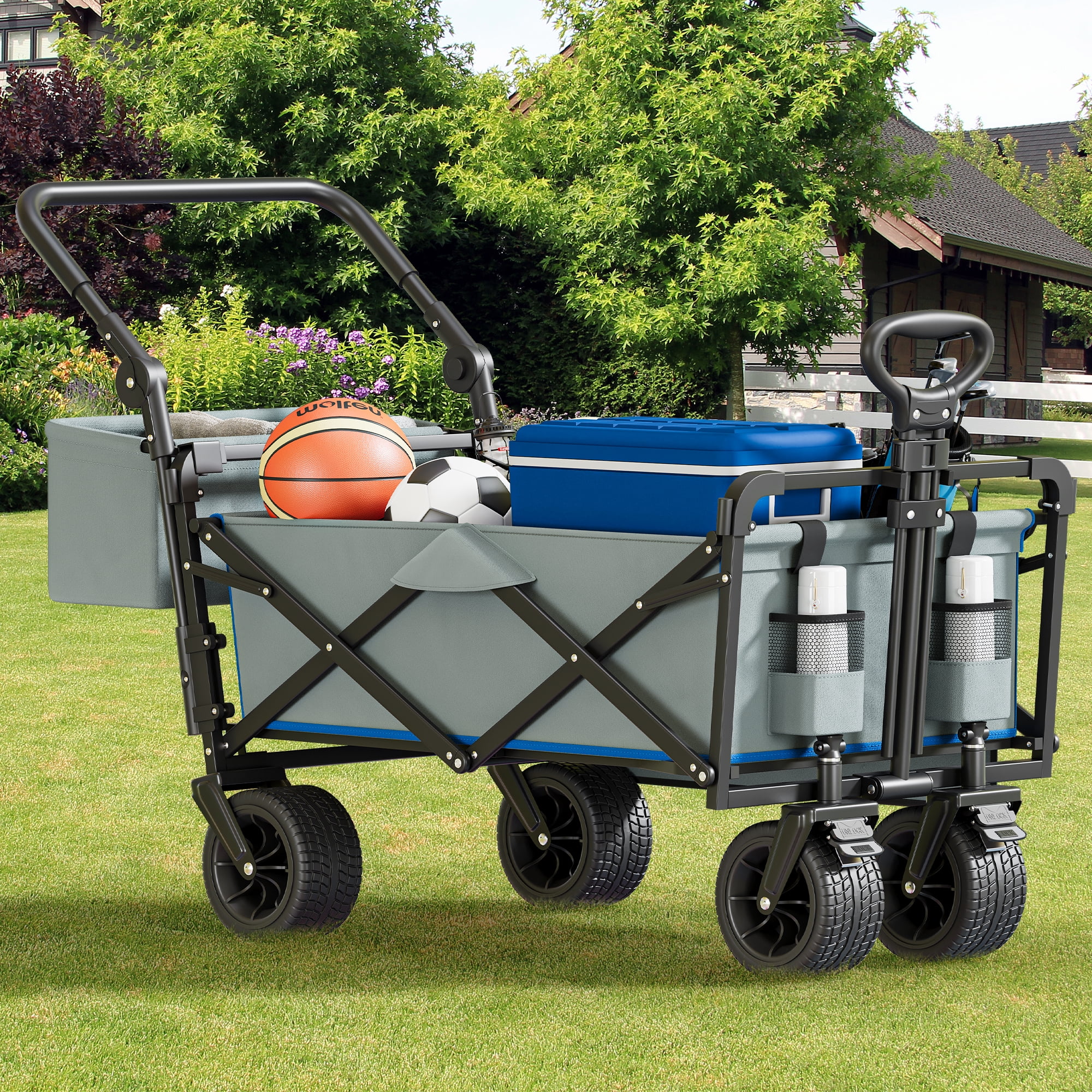 Dextrus Utility Folding Wagon Camping Park Wagon Cart Portable ...