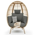 Dextrus Wicker Egg Chair Outdoor Indoor Oversized Lounger With Stand