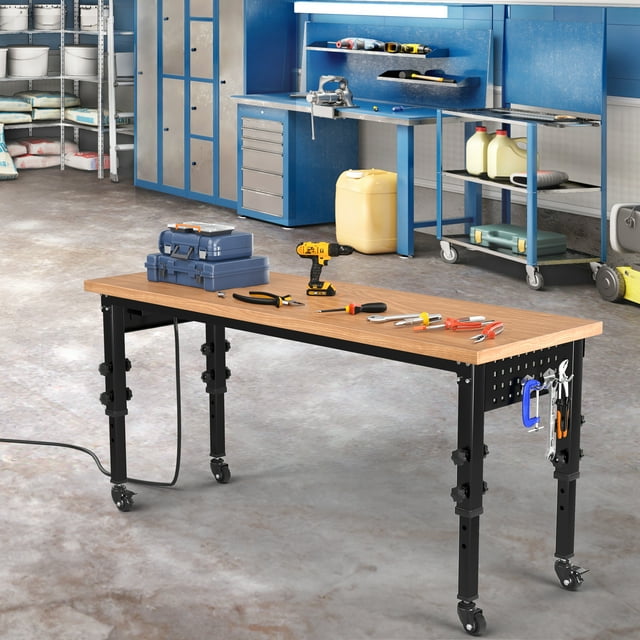 Dextrus Work Bench 48" L X 24" W Adjustable Workbench for Garage W ...