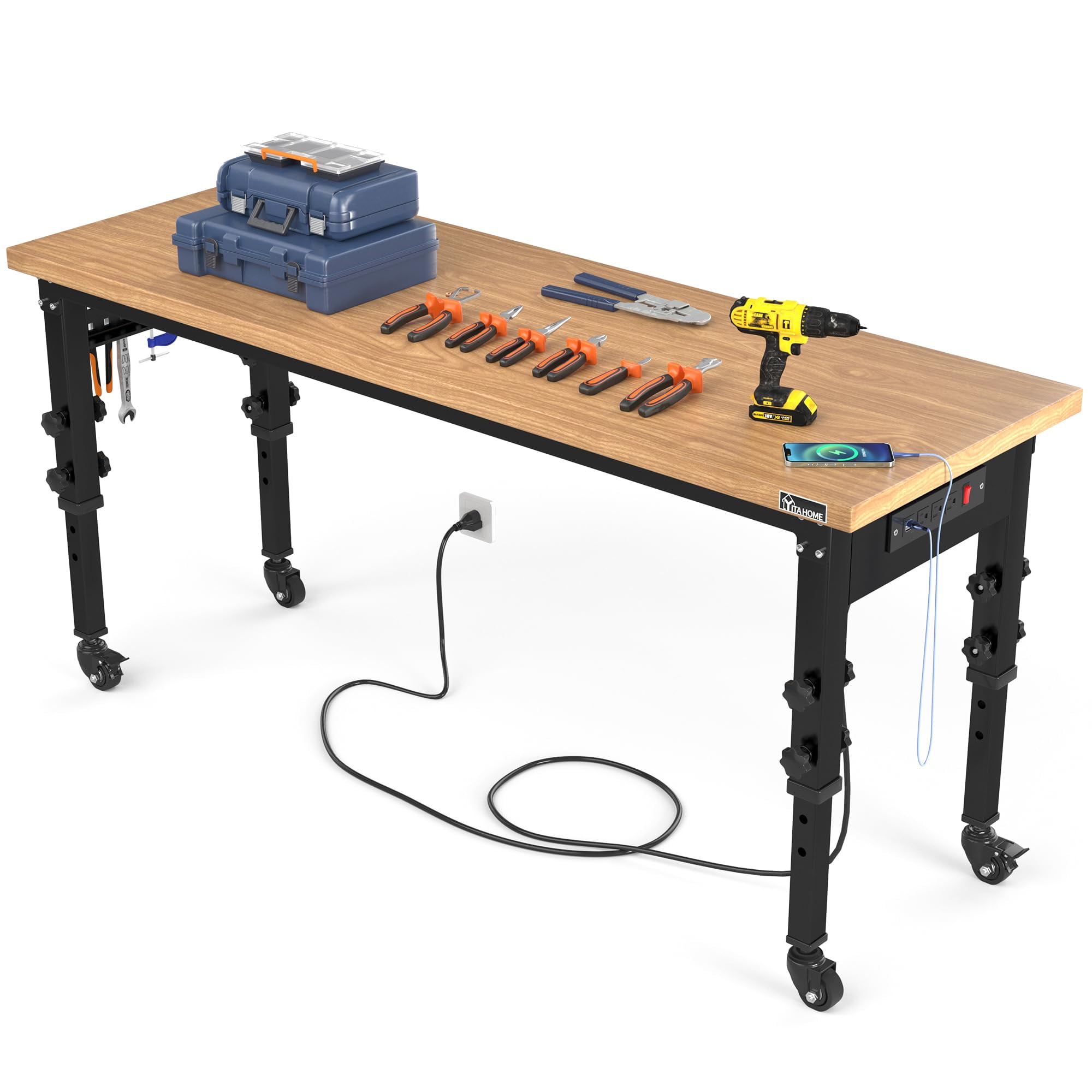 Free Shipping! Dextrus Work Bench 72" L X 24" W Adjustable Workbench ...