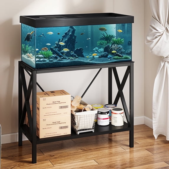 Dextrus X-Shape 10-40 Gallon Double-Layer Storage Meatal Fish Tank ...