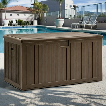 Dextrus Deck Box- 230 Gallon Wicker Large Outdoor Storage Box ...