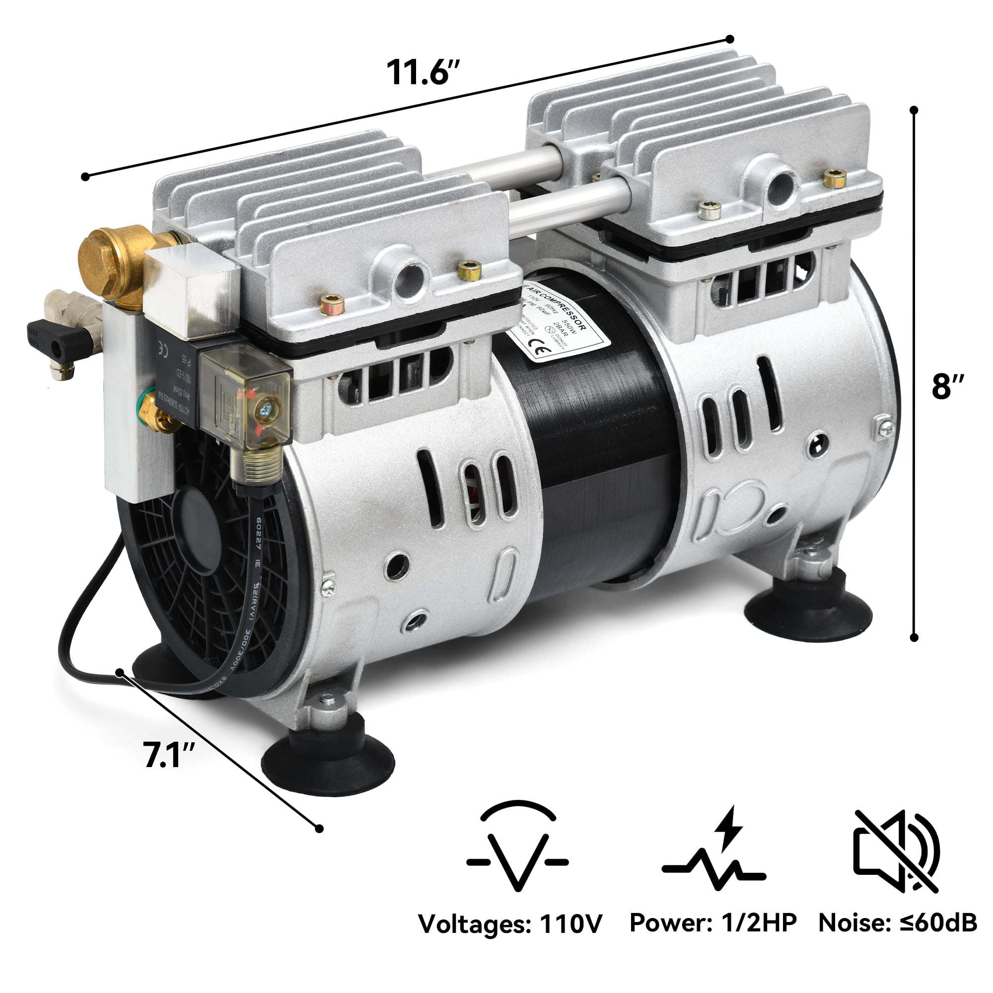 Dextrus ond Aerator, 1/2 HP Aluminium Alloy Oil-free Silent Air ...