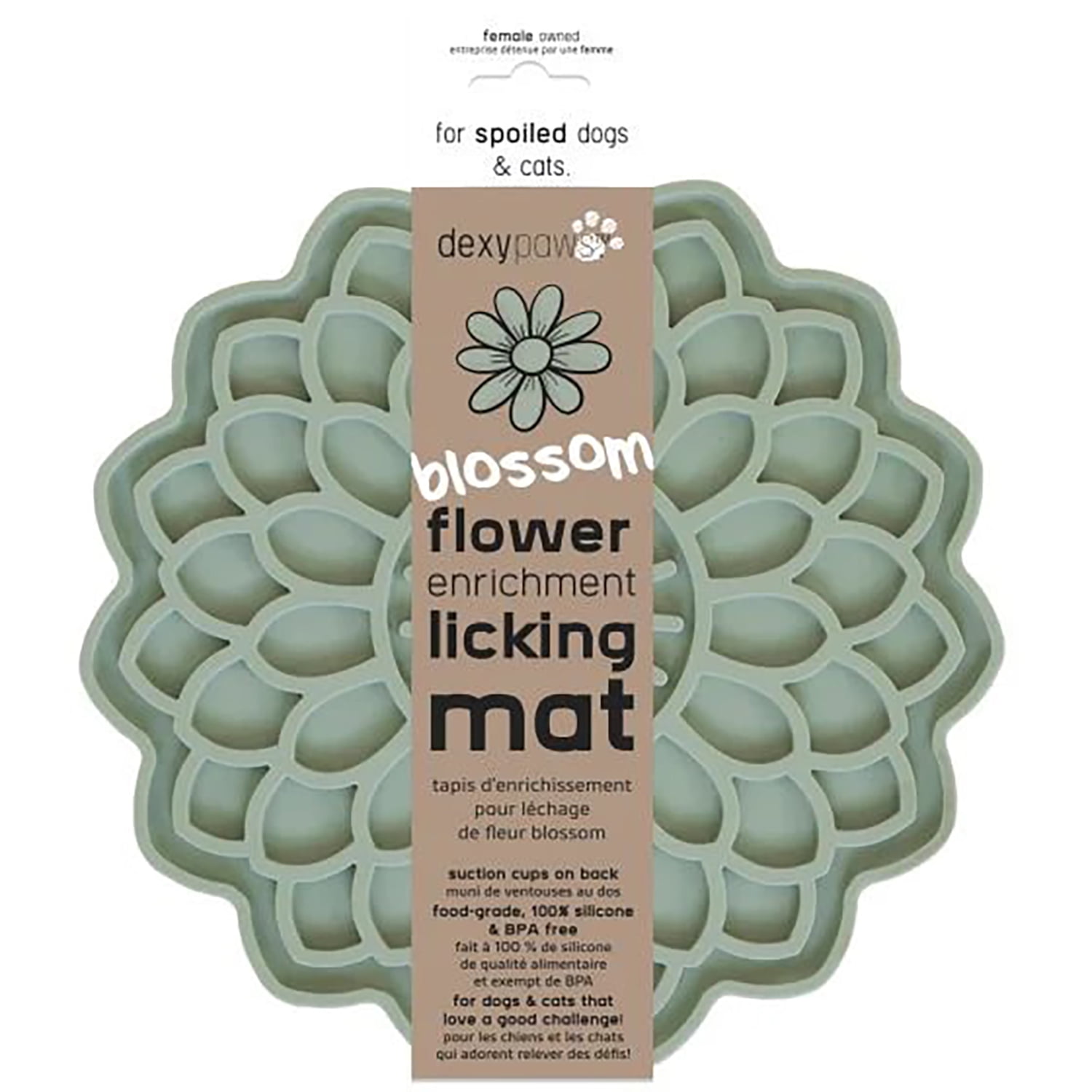 Dexypaws: Enrichment Lick Mat: Sage Green Blooming Blossom - Grooved ...
