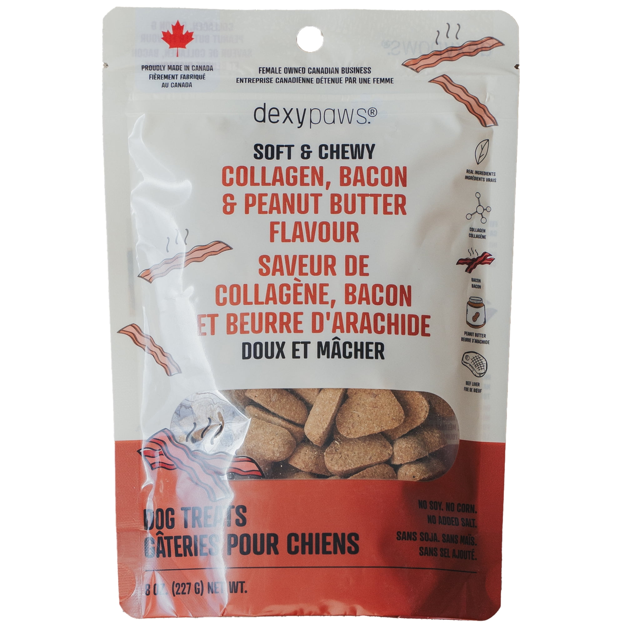Dexypaws: Soft & Chewy - Collagen, Bacon & Peanut Butter - 8oz, Dog ...