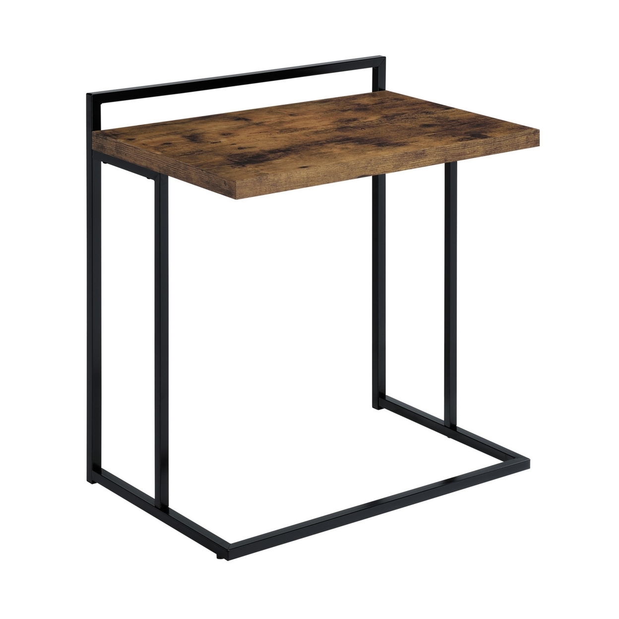 Dey 27 Inch C Shape Side End Table Nutmeg Brown Top Matte Black Base ...