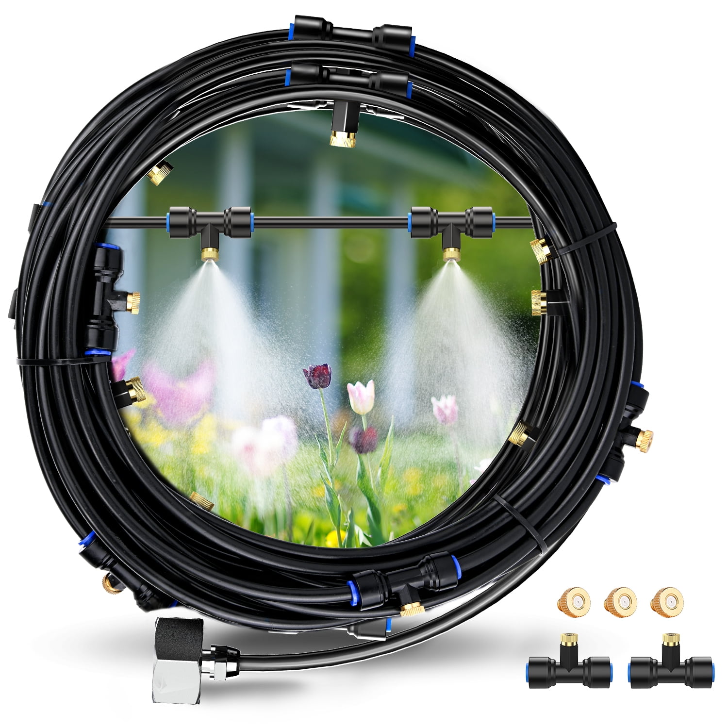 Deyard Outdoor Misting Cooling System 0.39” x 60FT with Extra 13FT Line ...