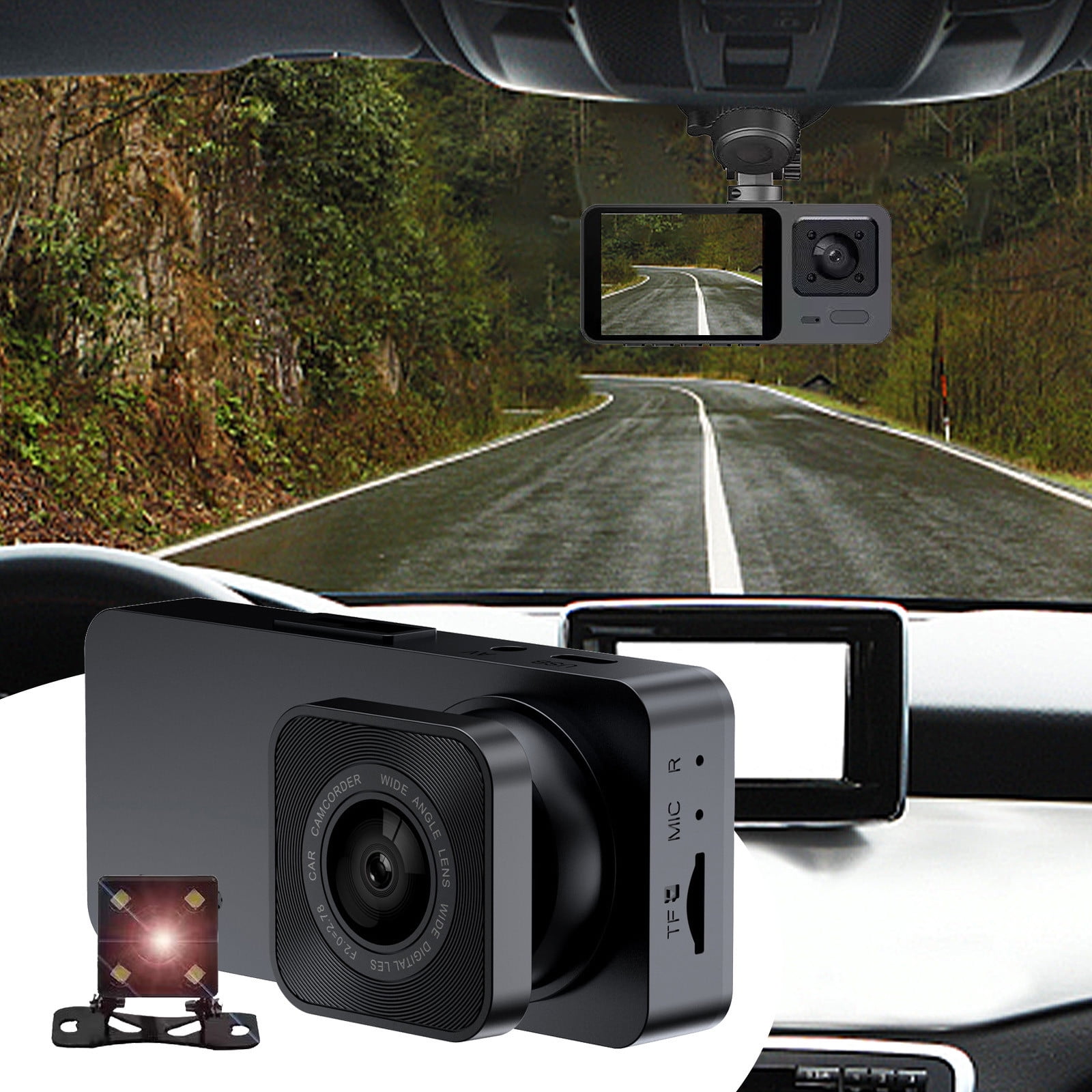 Deyared Channel CarLog 2-inch IPS Screen Three Lens Dash Cam 1080P HD ...
