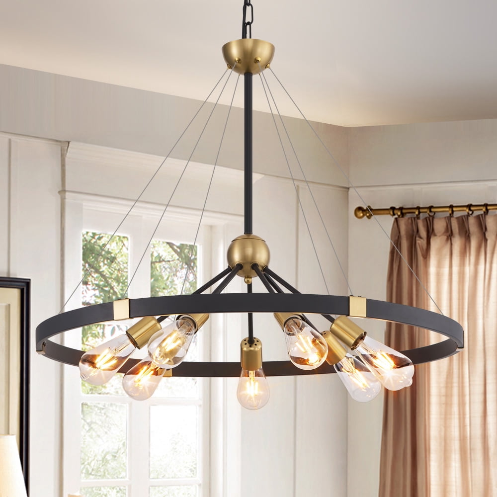 Deyidn Modern Ceiling Light Round Black Gold 7 Light Ceiling Lights ...