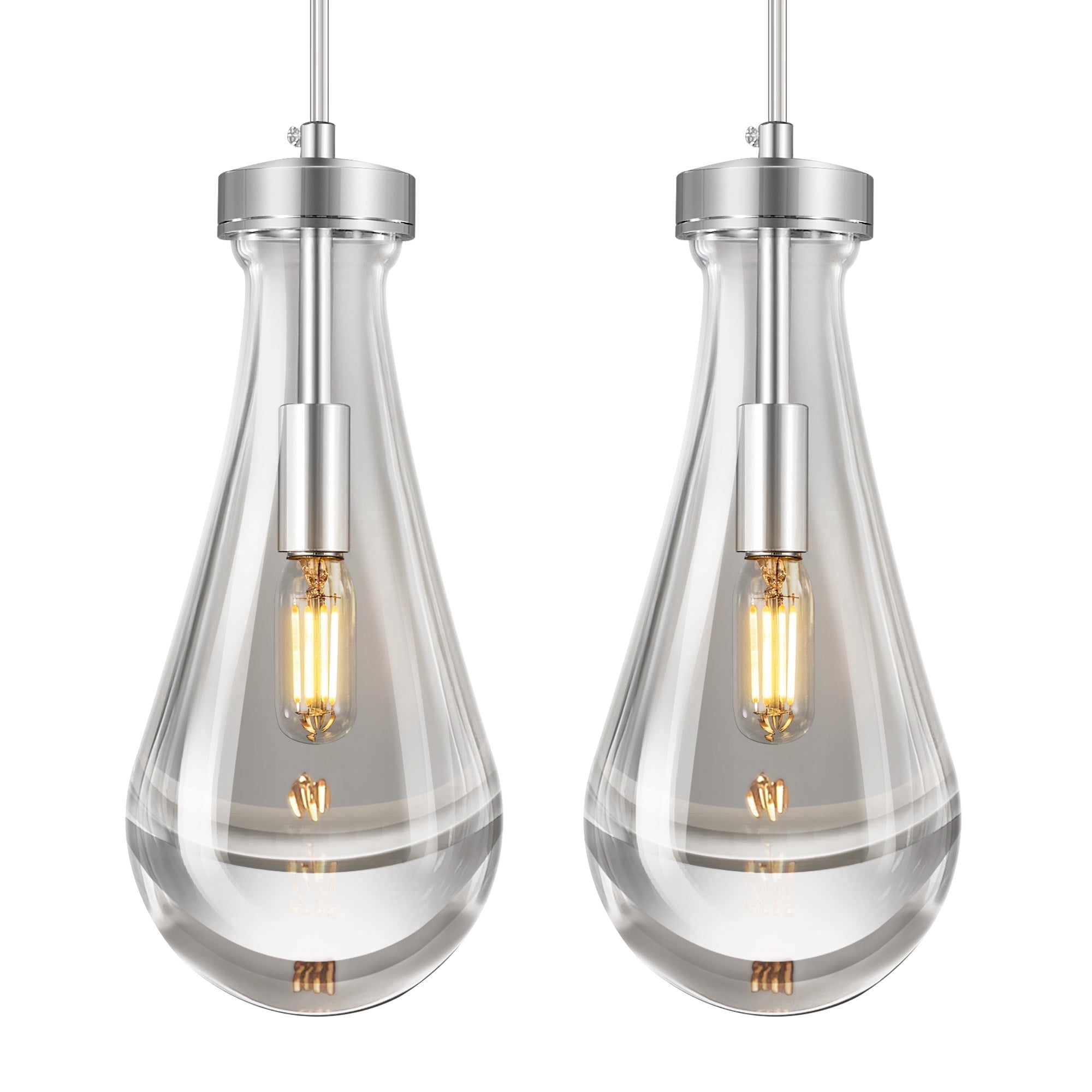 Deyidn Pendant Lights Kitchen Island Teardrop Nickel Hanging Light ...