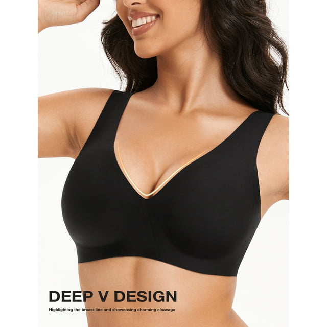 Deyllo Womens Wireless Bras Plus Size Full Coverage Support Smooth