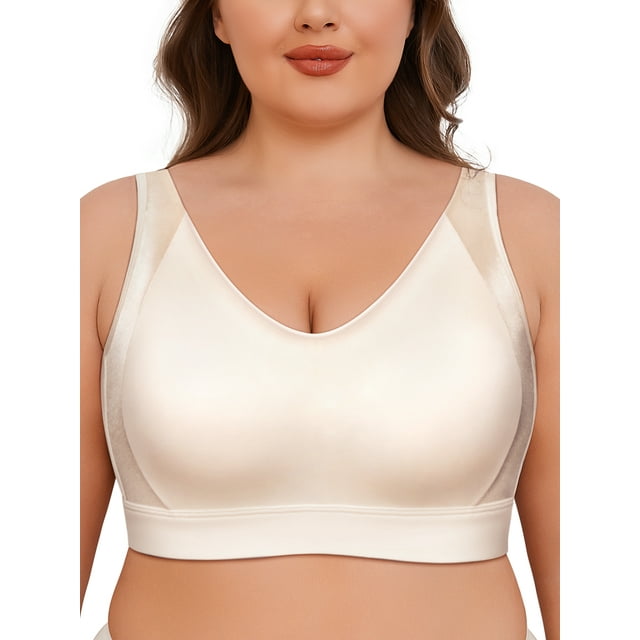 Deyllo Womens Full Figure Wireless Bras Comfort Large Busts Non Padded