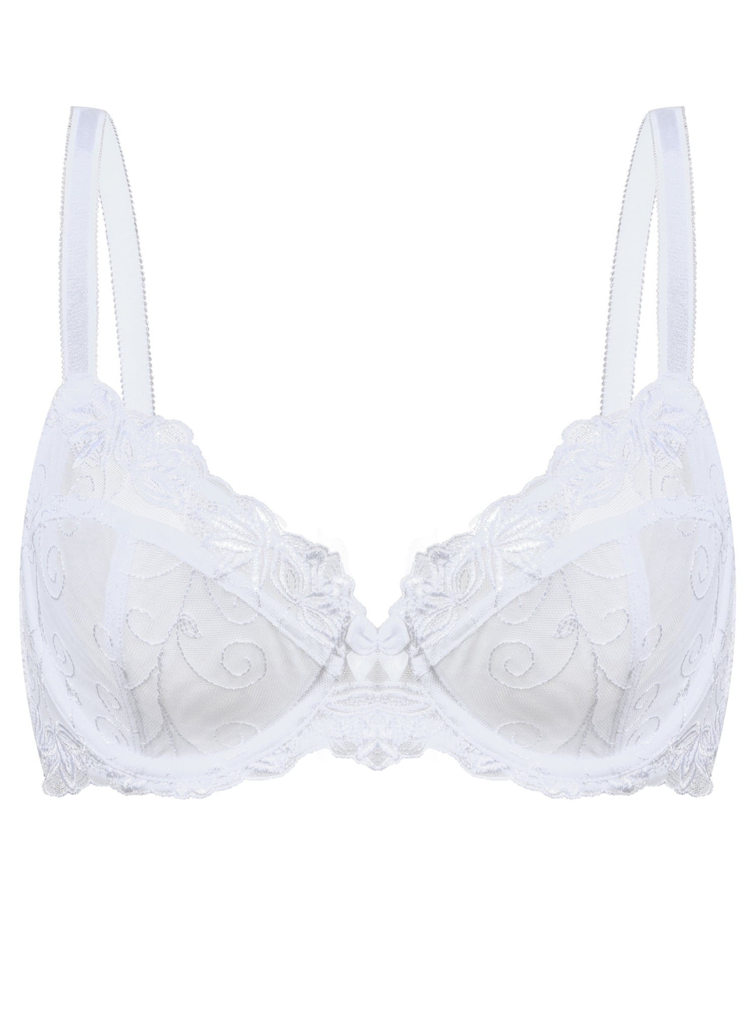 Deyllo Women's Push up Lace Bra Plus Size Non Padded Full Cup Underwire ...