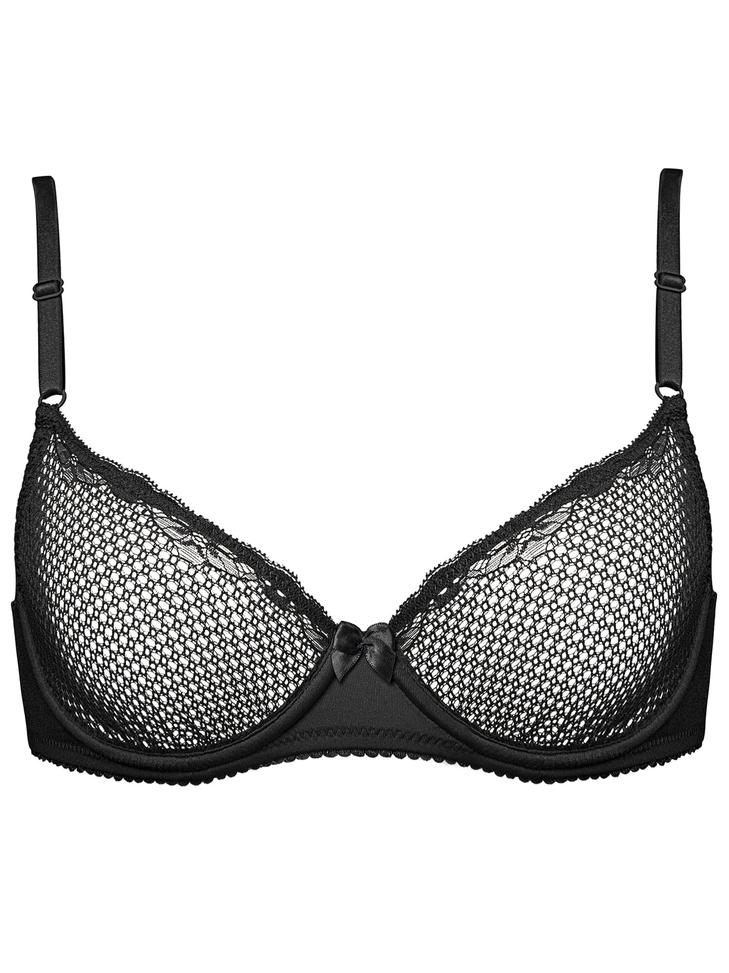 Deyllo Women's Sexy Lace Bra 1/2 Half Cup Underwire Demi Mesh Unlined ...