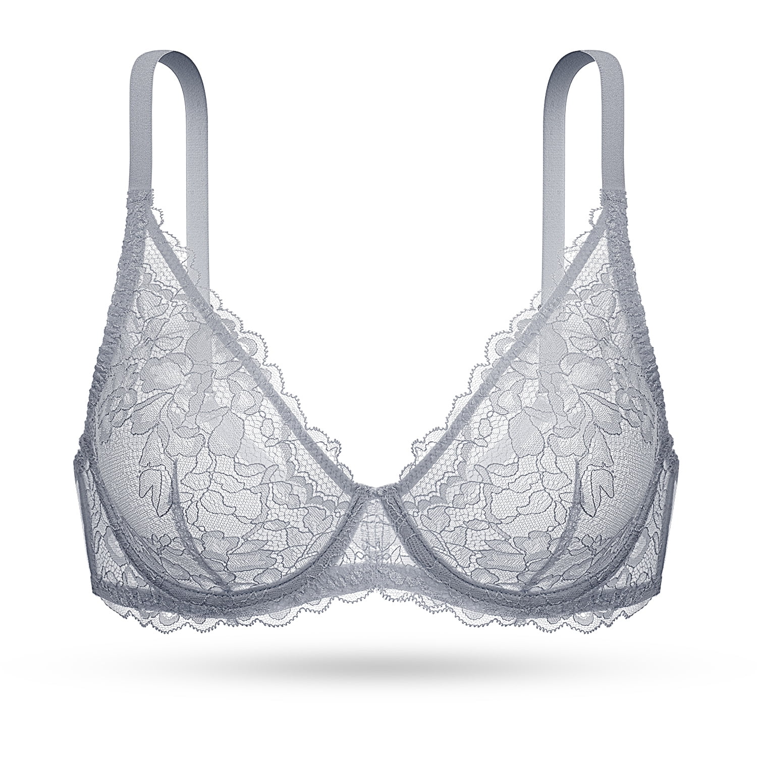 Deyllo Women's Push up Sexy Lace Bra Non-Padded Full Coverage Underwire ...