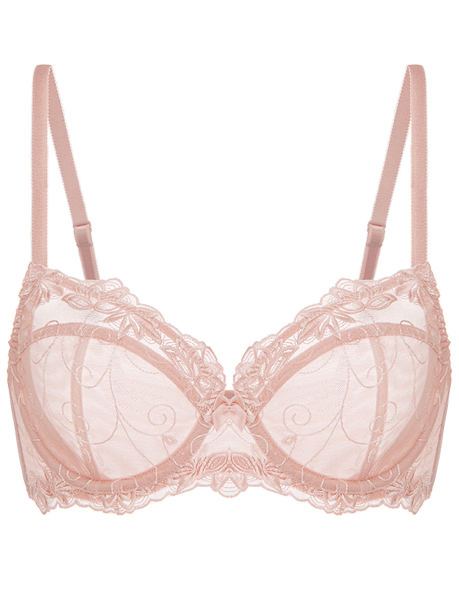 Deyllo Women's Sheer Lace Non Padded Full Cup Underwire Plus Size Bra ...