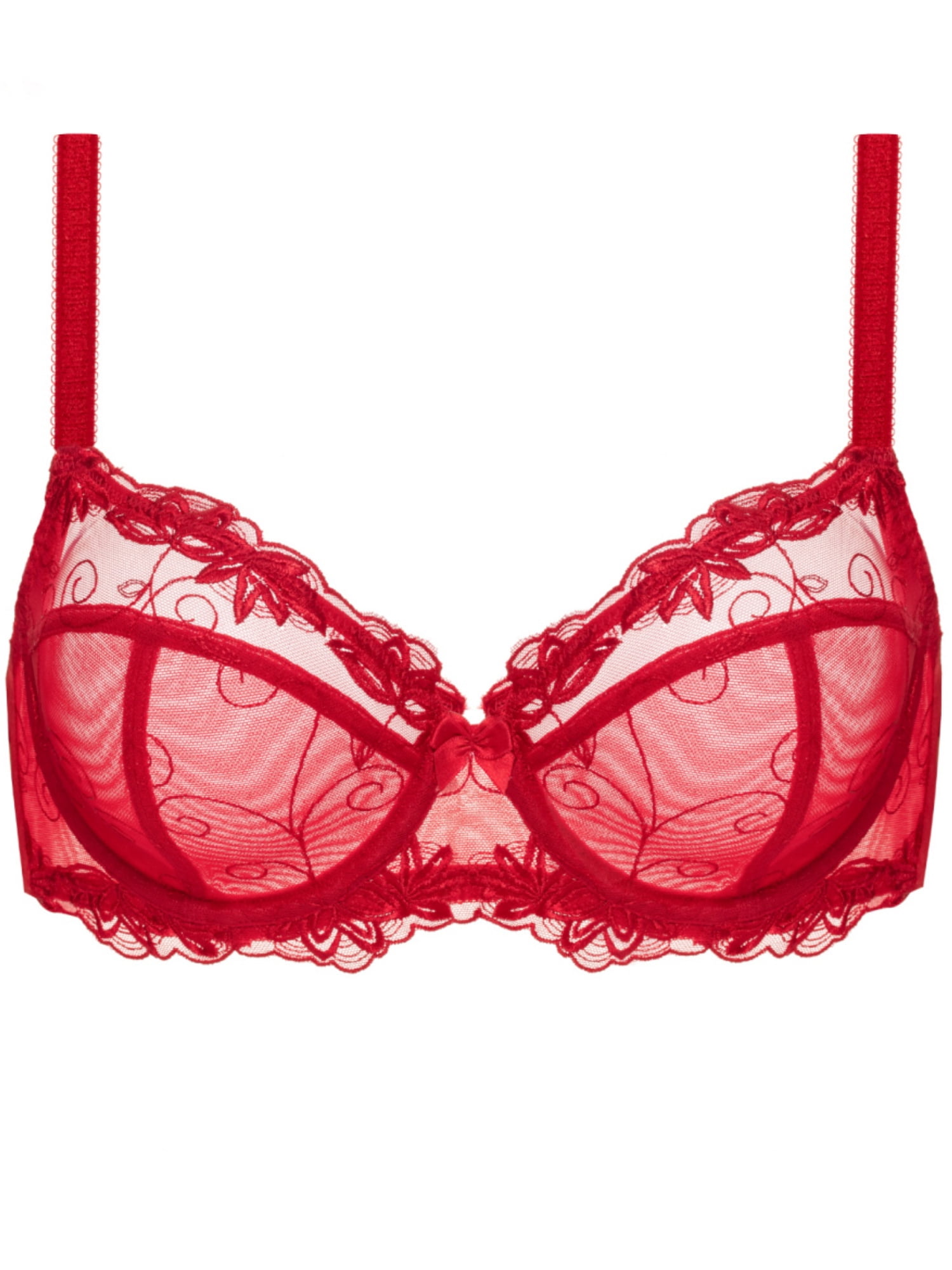 Deyllo Women's Sheer Lace Non Padded Full Cup Underwire Plus Size Bra ...