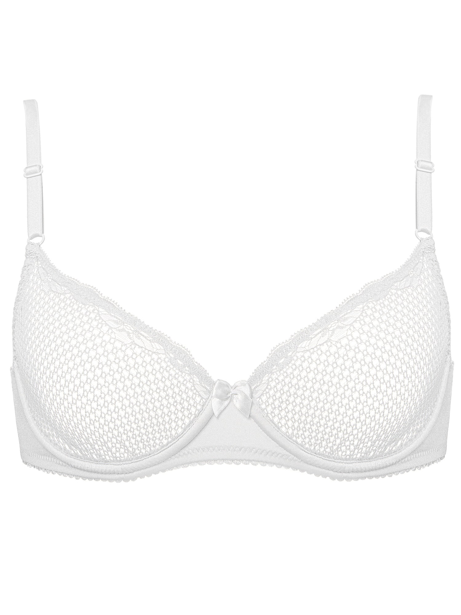 Deyllo Women's Sheer Mesh Sexy Lace Bra Non-Padding Underwire Support 1 ...