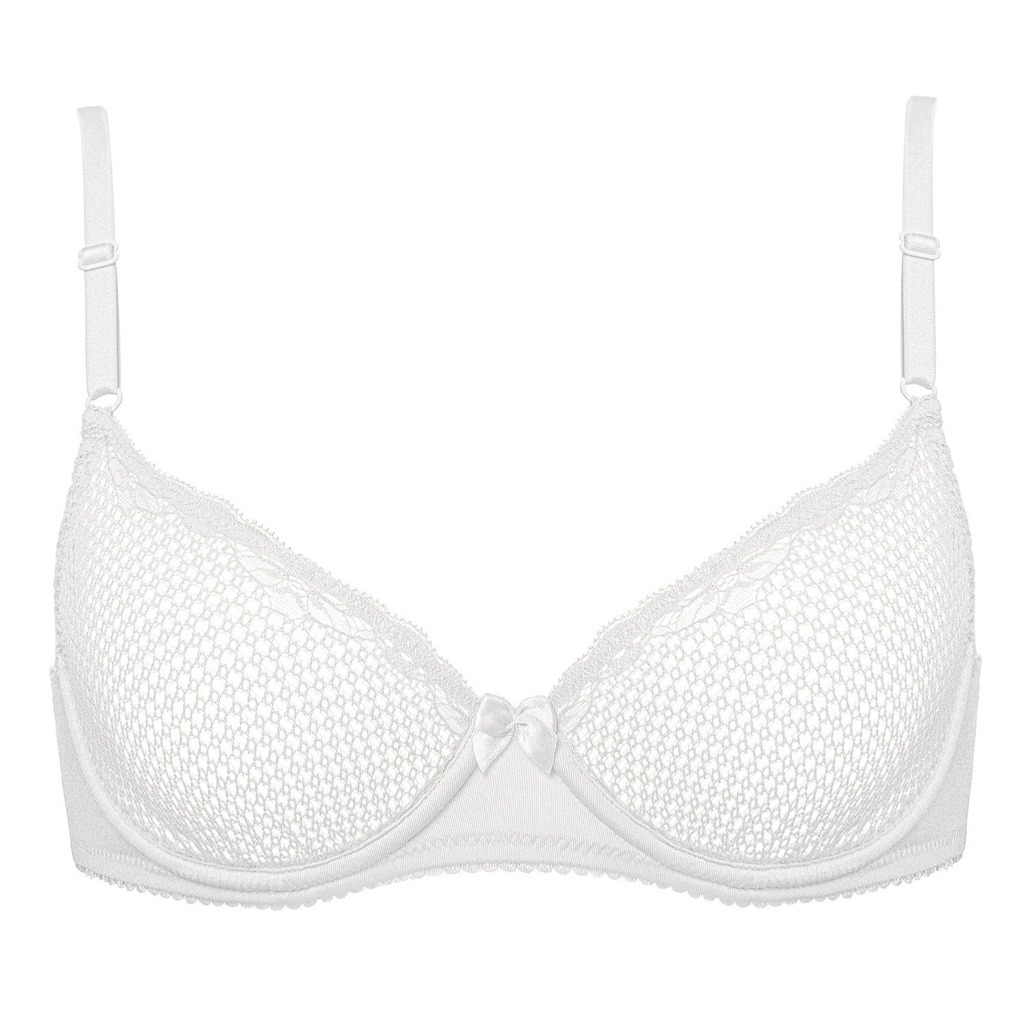 Deyllo Women's Sheer Mesh Sexy Lace Bra Non-Padding Underwire Support 1 ...