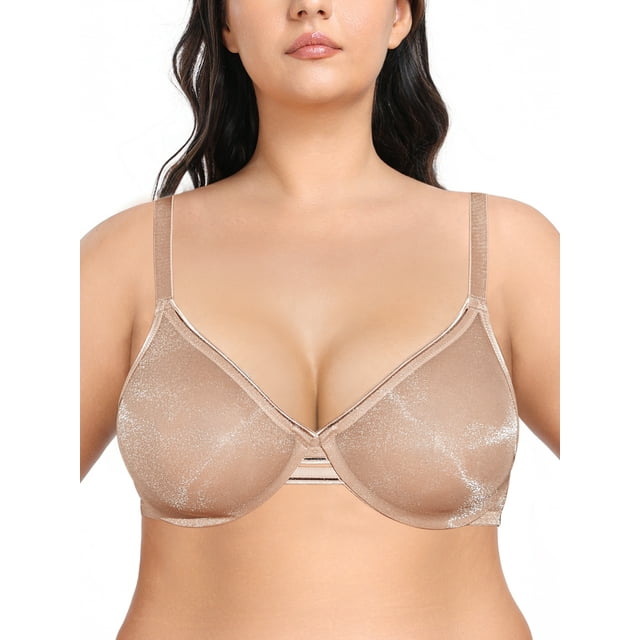 Deyllo Womens Unlined Push Up Lace Bras Plus Size Full Figue Underwire