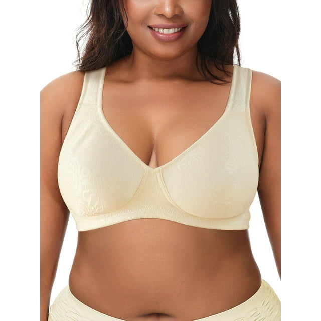 Deyllo Womens Wireless Bra Non Padded Plus Size Full Coverage