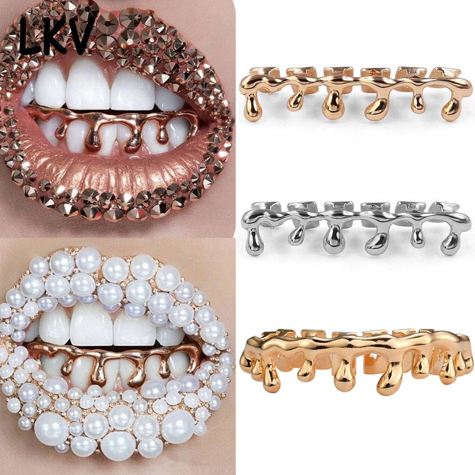 Deyuer 1 Set Teeth Brace Water Drop Shape Dress Up Copper Hip Hop Teeth ...