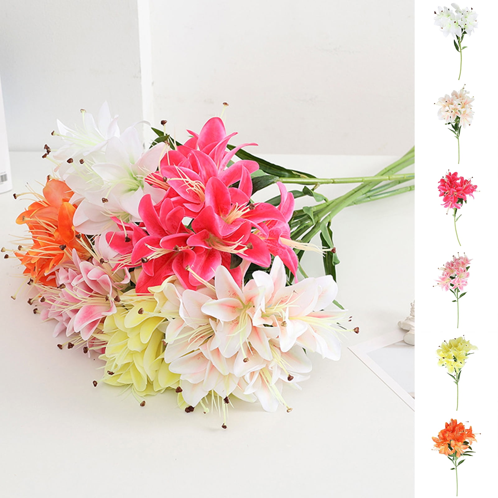 Deyuer 10 Heads Lily Bouquet Artificial Flower Non-Withering Easy Care ...
