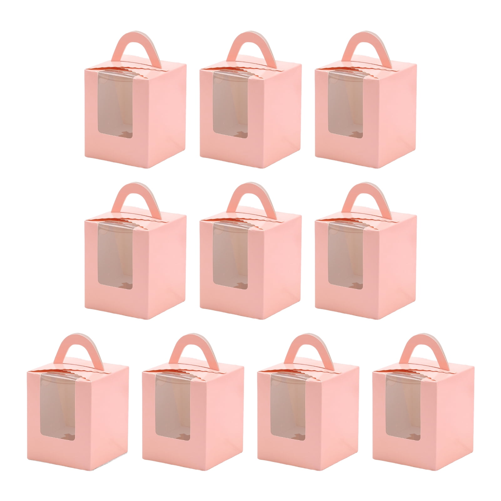 Deyuer 10Pcs Cupcake Boxes with Inserts Windowed Cupcake Holders ...