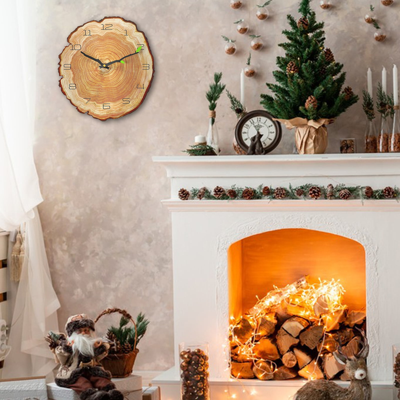 Deyuer 12 Inch Wood Grain Wall Clock Creative Tree Stump Design Silent ...